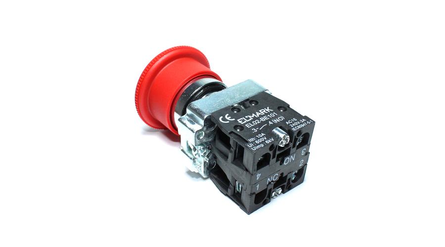 Elmark EL2-BS 545 beépíthető gombafejű nyomógomb vészgomb piros 1NC+1NO ...