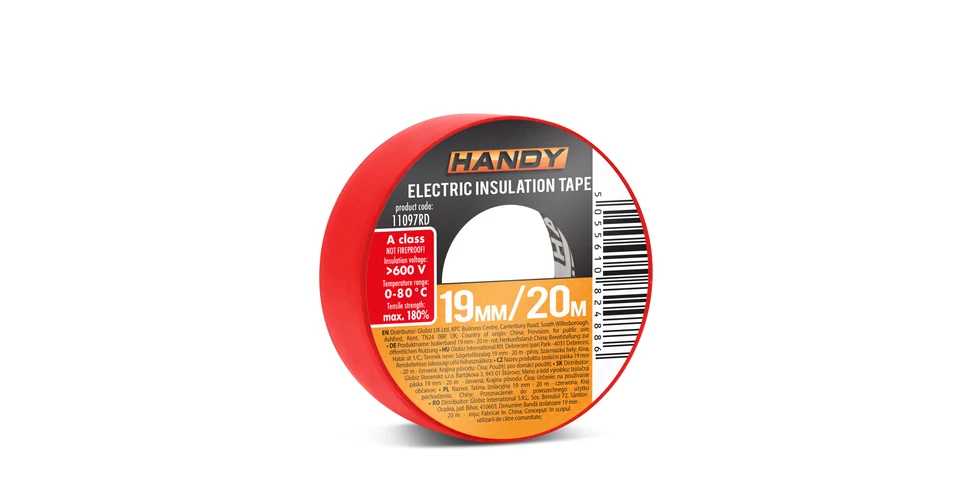 Handy szigetelő szalag 19x20 piros 20m 11097RD