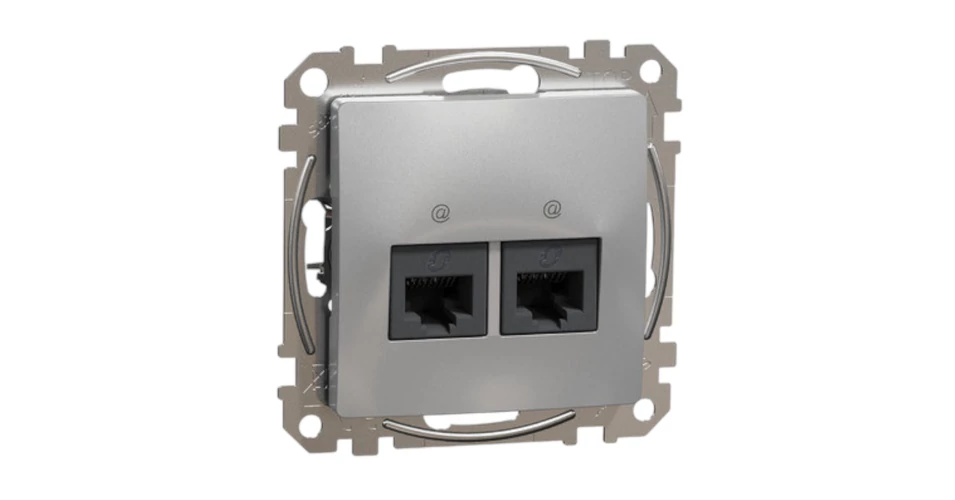 Schneider Sedna Design 2xRJ45 Cat5e UTP aljzat alumínium SDD113452